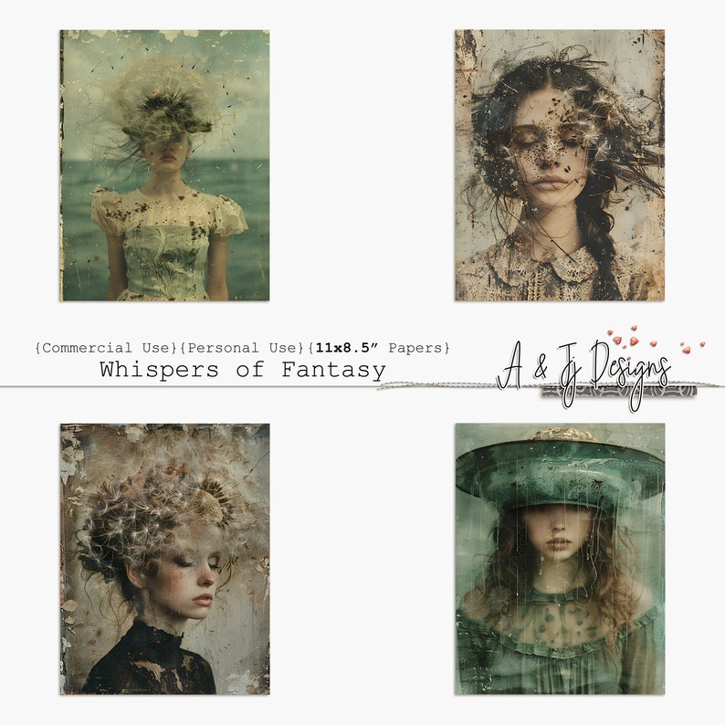 Whispers of Fantasy Papers, Commercial Use, Printable, 11x8.5", Junk ...