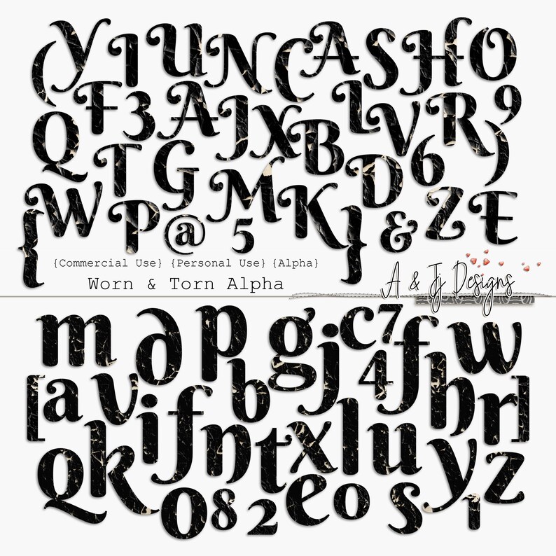 Worn & Torn Alpha, CU, PU, Printable, PNG, Junk Journals, Mixed Media ...