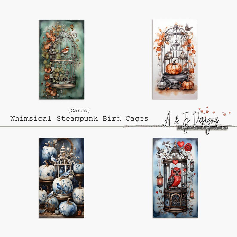 Whimsical Steampunk Bird Cages, Commercial Use, Ephemera, Junk Journals ...