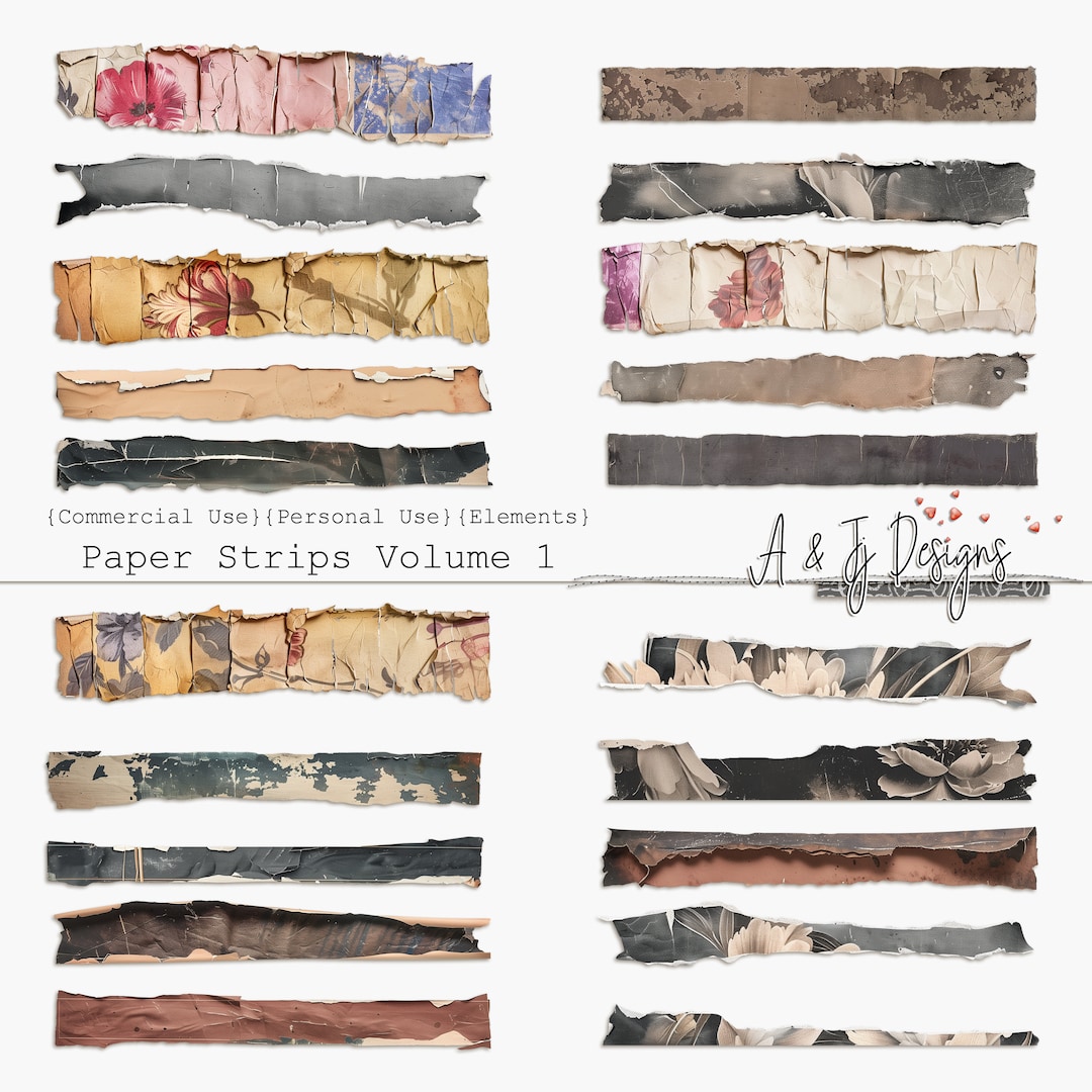 Paper Strips Vol 1, CU, PU, Printable, Clipart Image Files, Elements ...