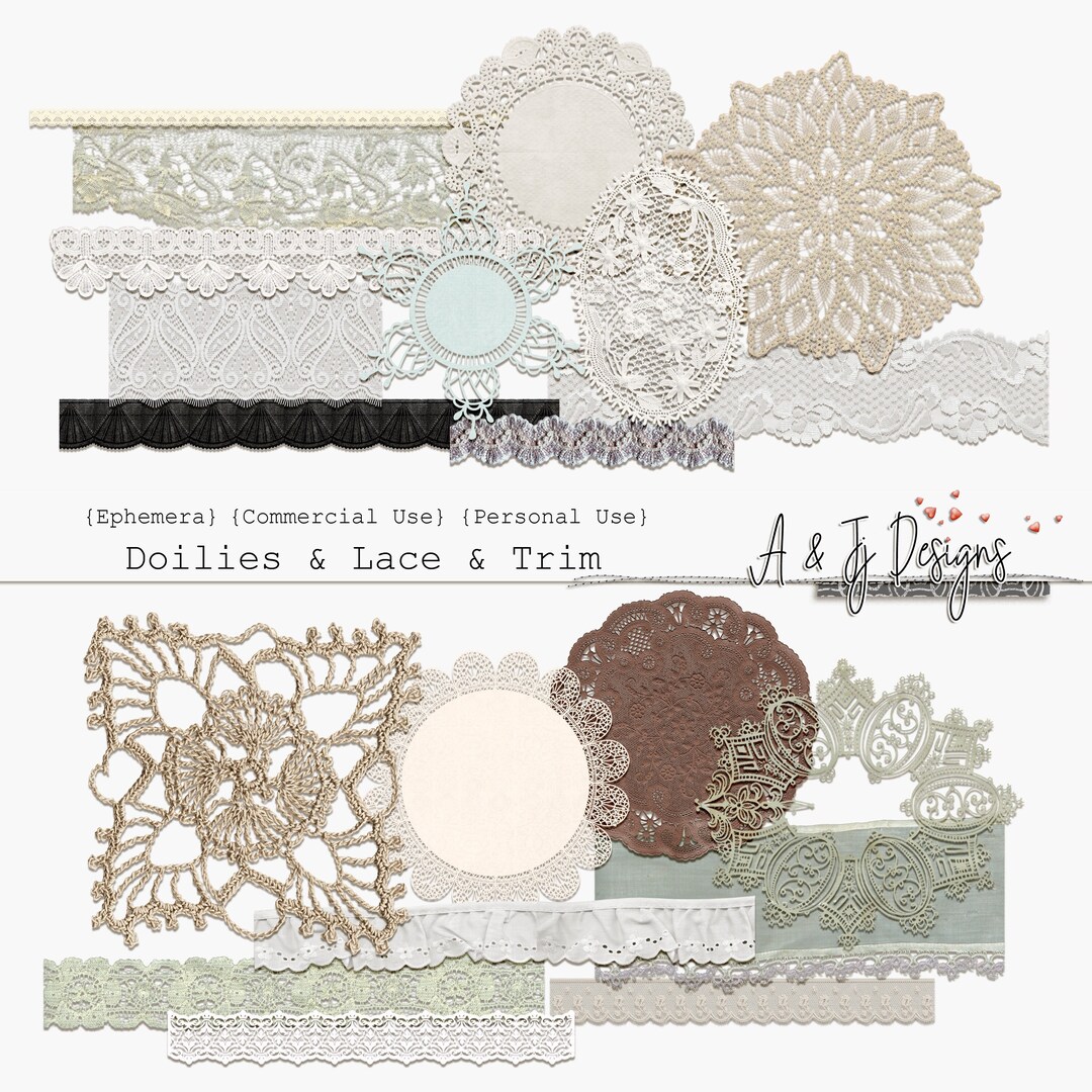 Doilies and Lace and Trim, Ephemera, CU, Printable, PNG Format, Junk ...