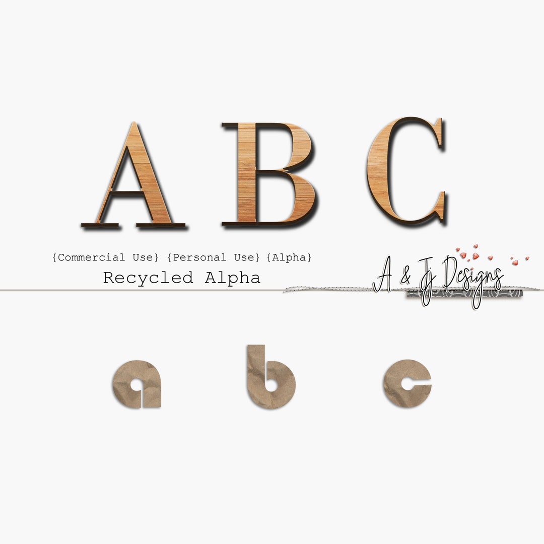 Recycled Alpha, CU, PU, Printable, PNG, Junk Journals, Mixed Media ...