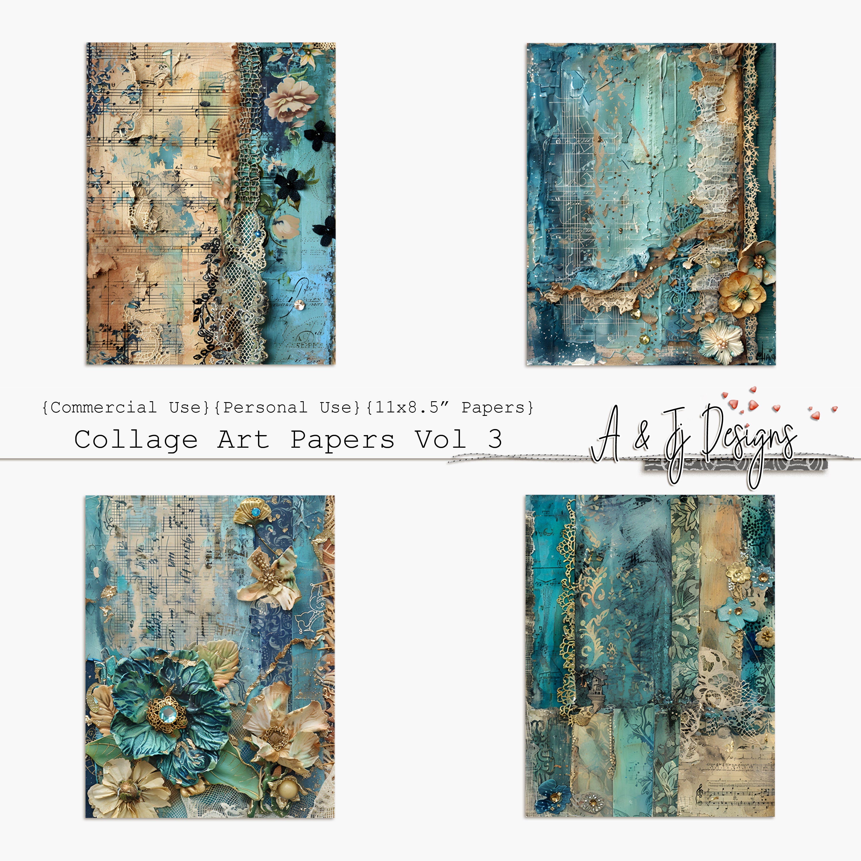 Collage Art Papers Vol 3, CU, PU, Printable, Junk Journal, Scrapbooking ...