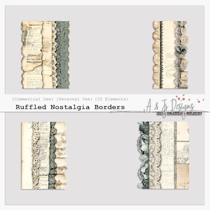 Ruffled Nostalgia Borders, Vintage Lace & Ledger Digital Paper Edges ...