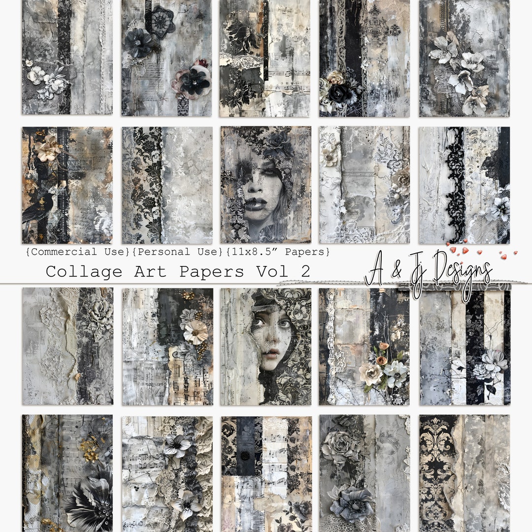 Collage Art Papers Vol 2, CU, PU, Printable, Junk Journal, Scrapbooking ...
