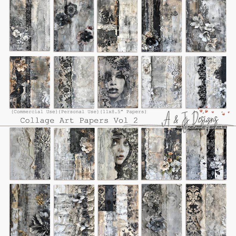 Collage Art Papers Vol 2, CU, PU, Printable, Junk Journal, Scrapbooking ...