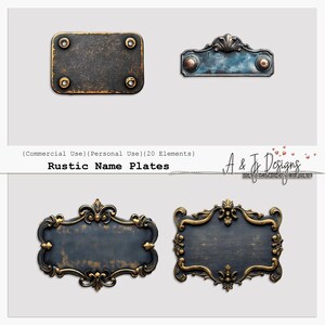 Rustic Name Plates, Clipart Images, Vintage Digital Elements for Junk ...