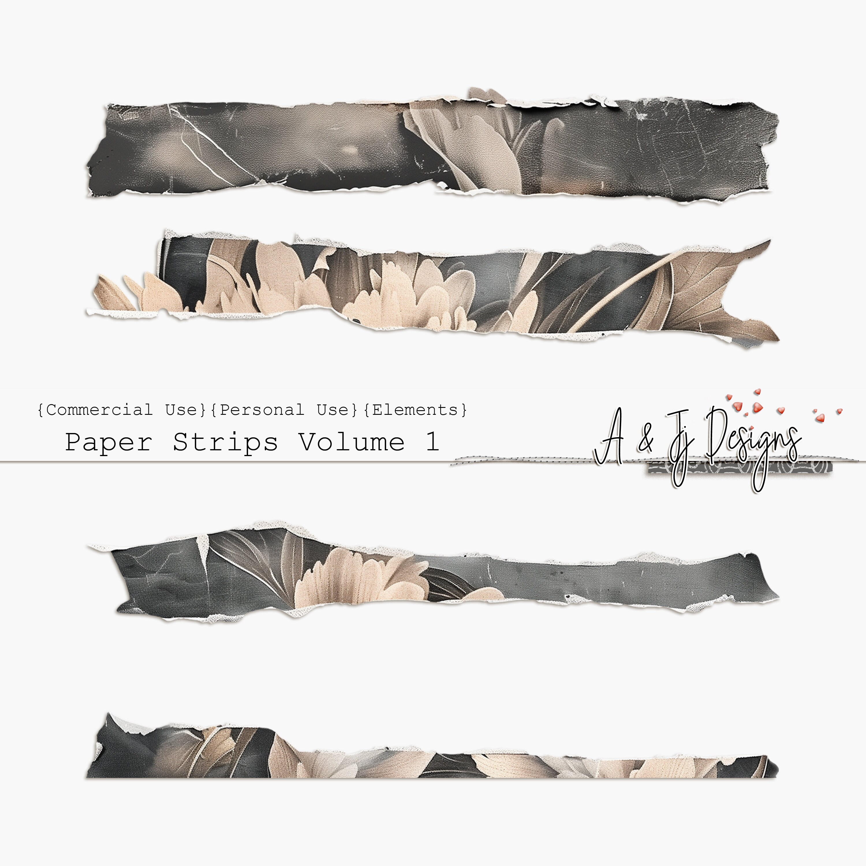 Paper Strips Vol 1, CU, PU, Printable, Clipart Image Files, Elements ...