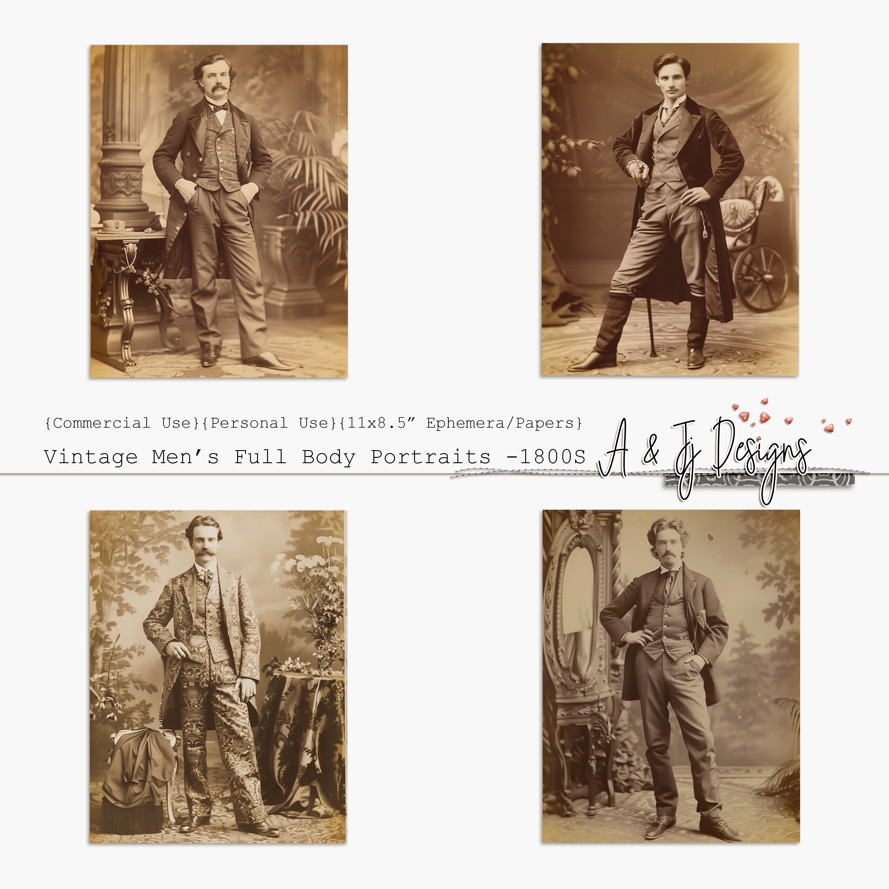 Vintage Men's Portraits - 1800s, CU, Printable, Ephemera, Papers, JPG ...
