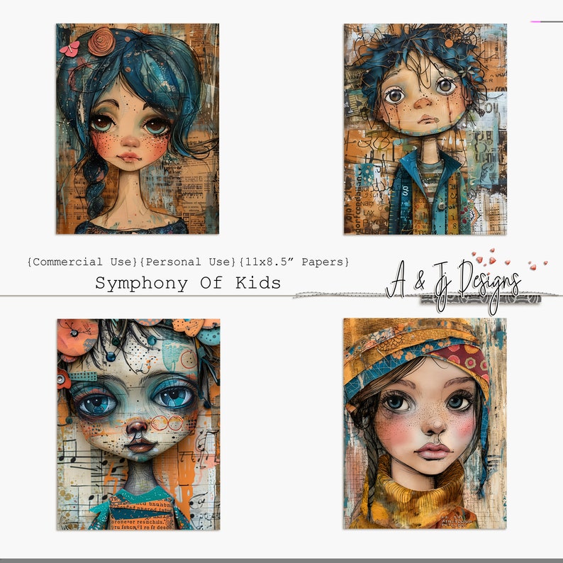 Symphony of Kids, CU, Papers, Printable, JPG, Junk Journals ...