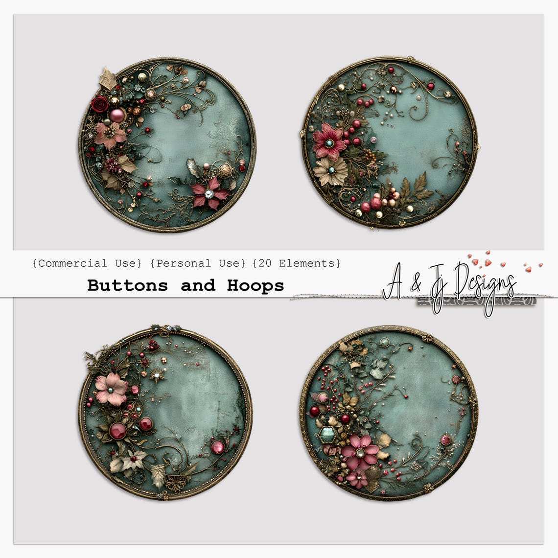 Buttons and Hoops, Clipart Images, Junk Journals, Scrapbooking ...