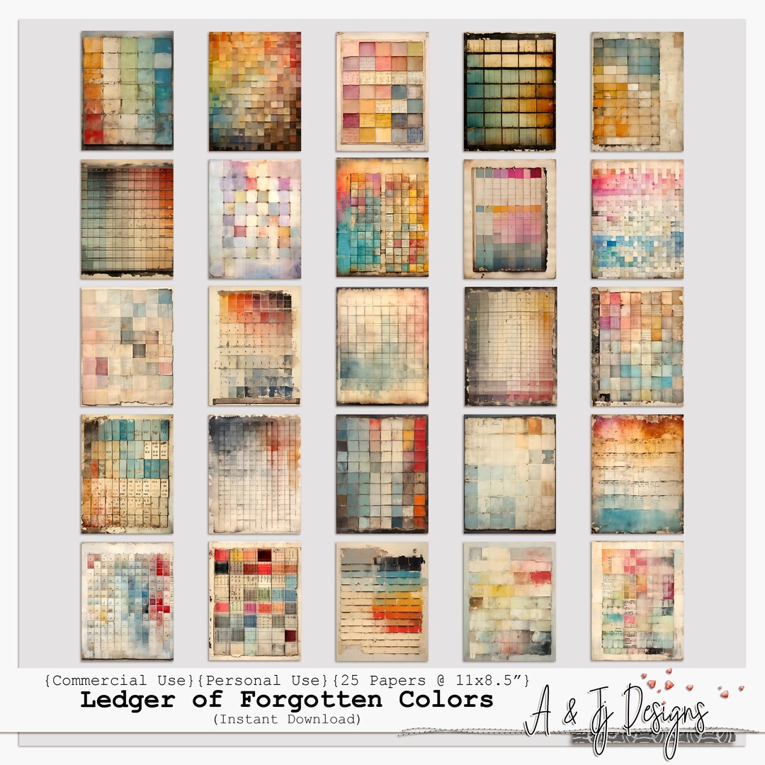 Ledger of Forgotten Colors | Vintage Paint Swatch Digital Papers ...