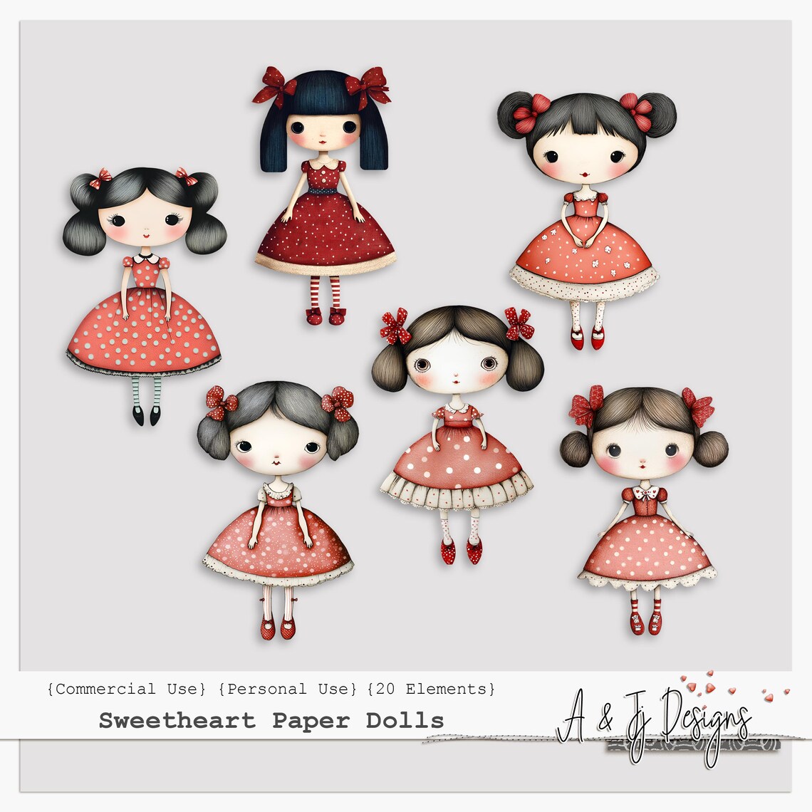 Sweetheart Paper Dolls, Vintage Doll Clipart for Scrapbooking ...