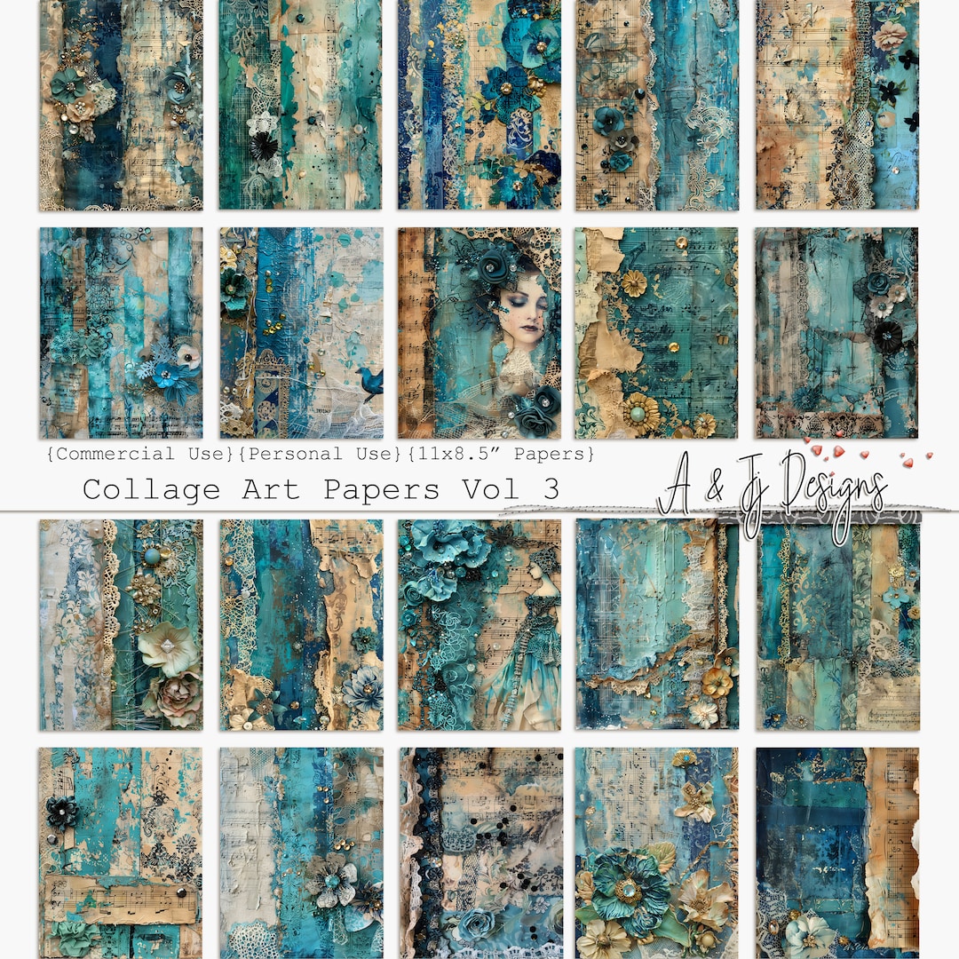 Collage Art Papers Vol 3, CU, PU, Printable, Junk Journal, Scrapbooking ...