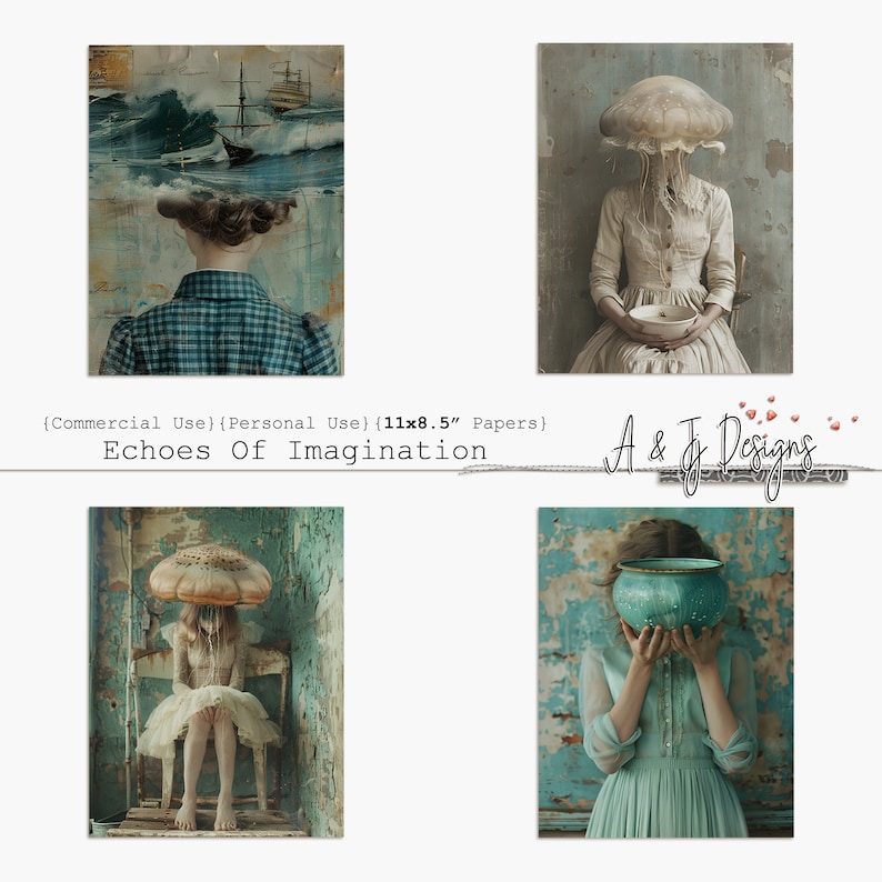 Echoes of Imagination Papers, Commercial Use, Printable, 11x8.5", Junk ...