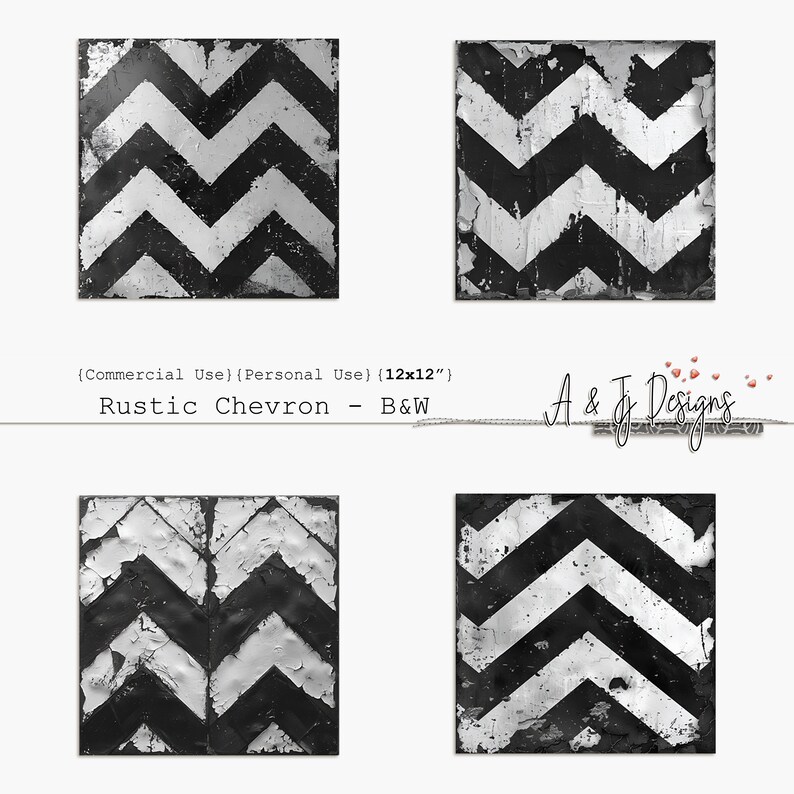 Rustic Chevron B&W Papers, Commercial Use, Printable, 12x12", Junk ...