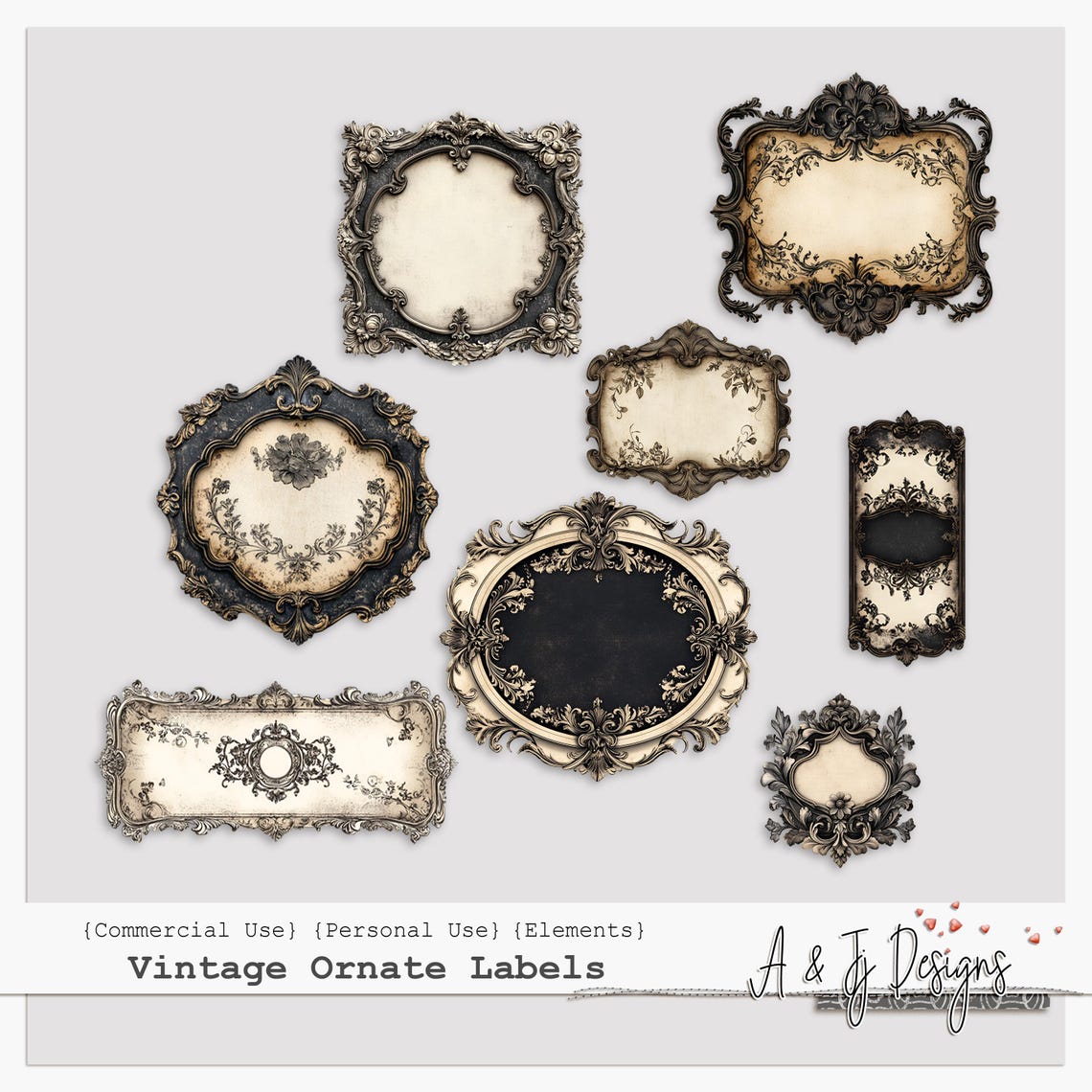 Vintage Ornate Labels, Clipart Images, Junk Journals, Scrapbooking ...