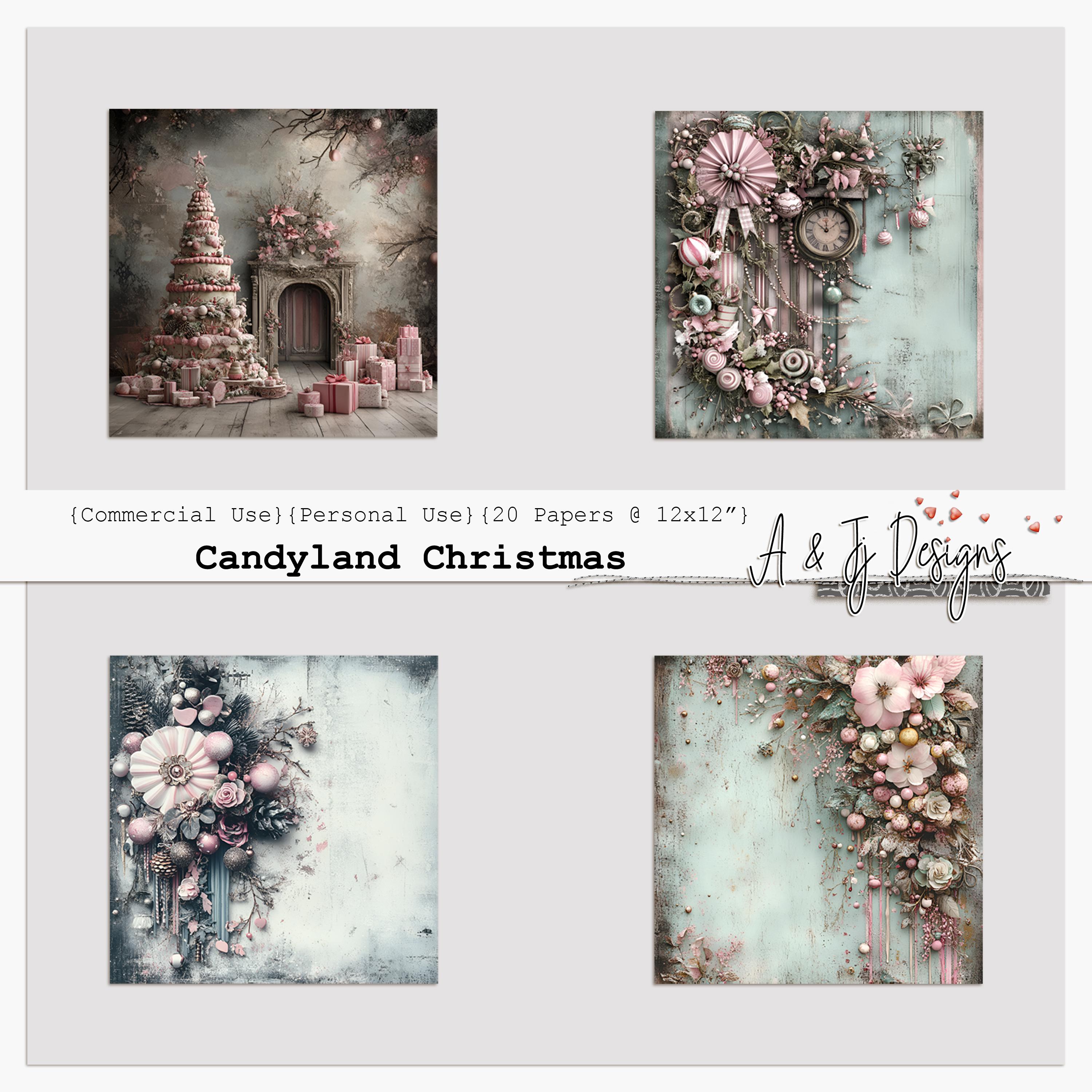 Candyland Christmas, Digital Paper, Scrapbooking, Junk Journal Pages ...