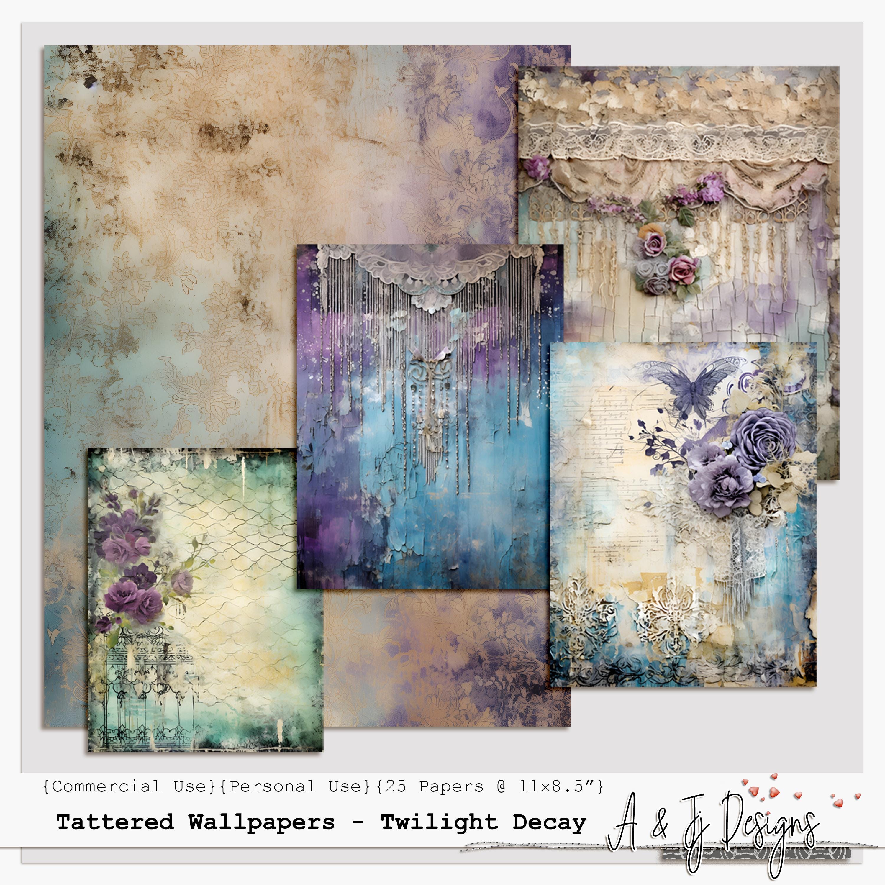Tattered Wallpapers - Twilight Decay, Vintage Grunge Junk Journal ...