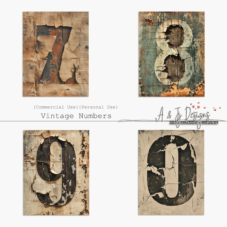 Vintage Numbers, CU, Printable, Ephemera, Papers, JPG Format, Junk ...