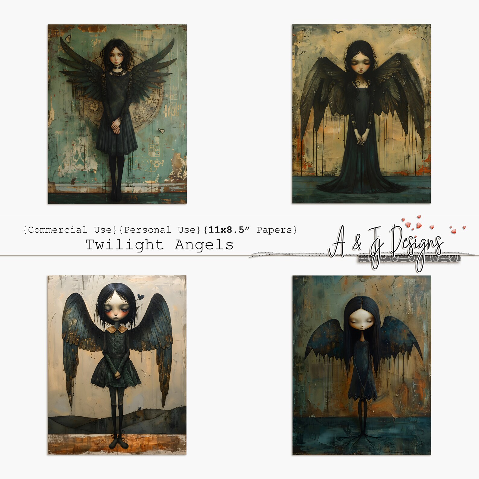 Twilight Angels Papers, CU, PU, Printable, JPG, Junk Journals ...