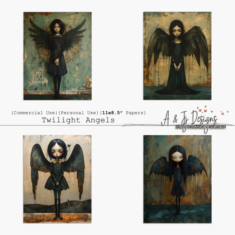 Twilight Angels Papers, CU, PU, Printable, JPG, Junk Journals ...
