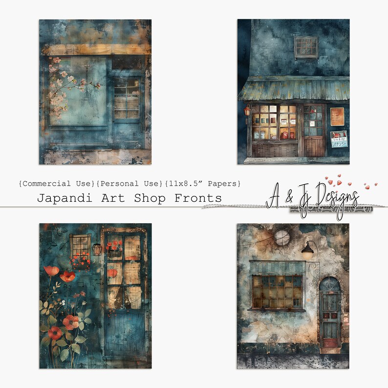 Japandi Art Shop Fronts, CU, PU, Printable, Papers, JPG, Junk Journals ...