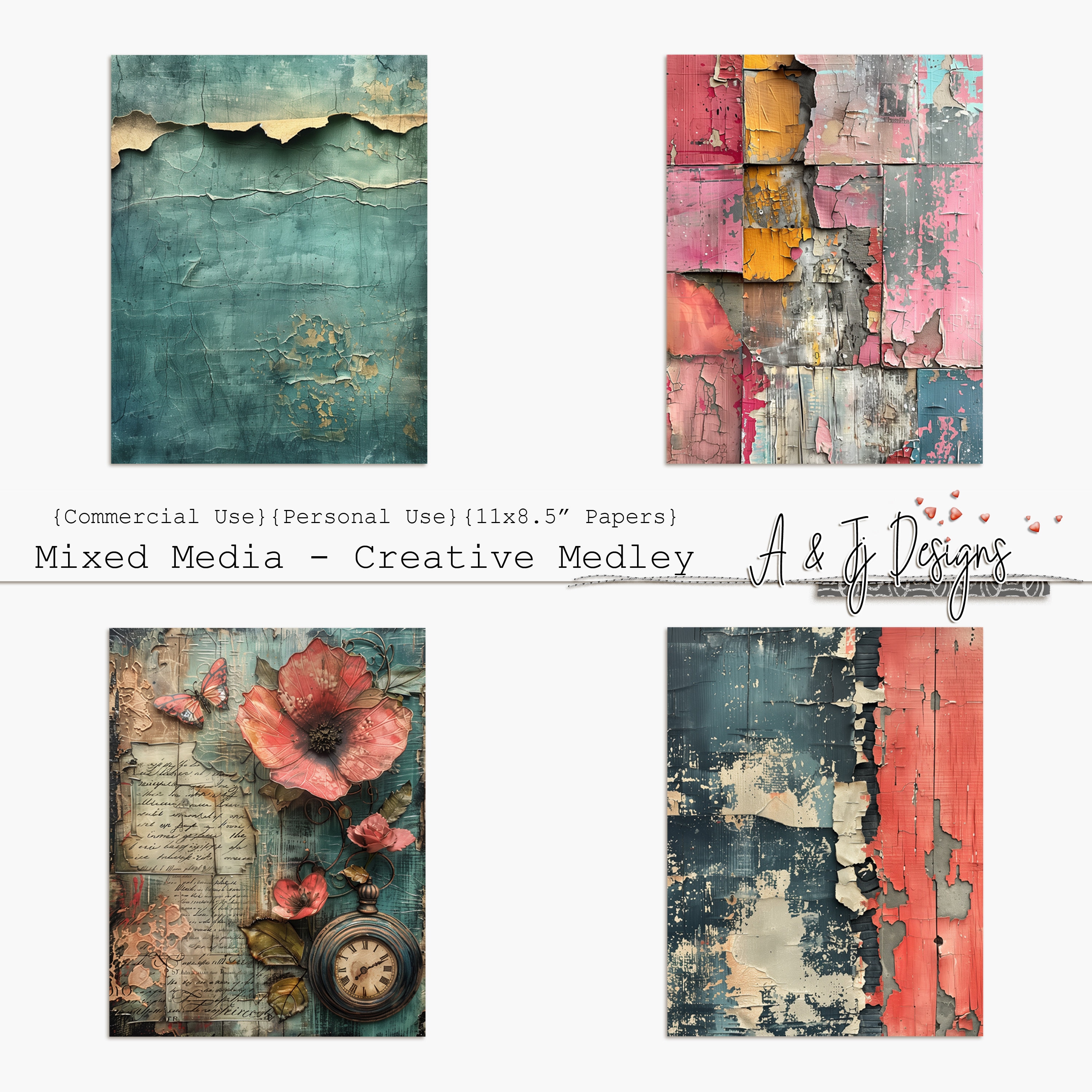 Mixed Media - Creative Medley, CU, Papers, Printable, JPG, Junk ...