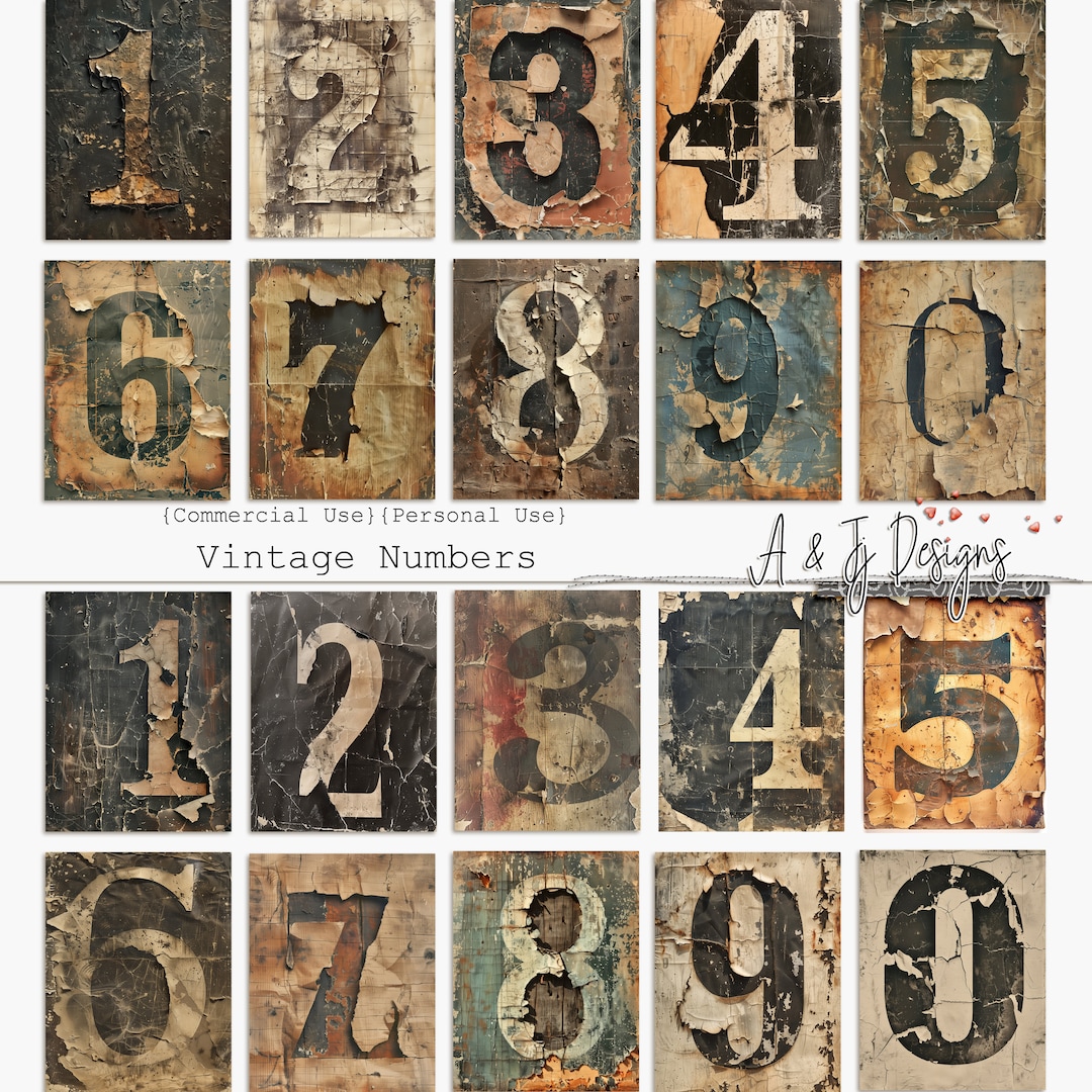 Vintage Numbers, CU, Printable, Ephemera, Papers, JPG Format, Junk ...