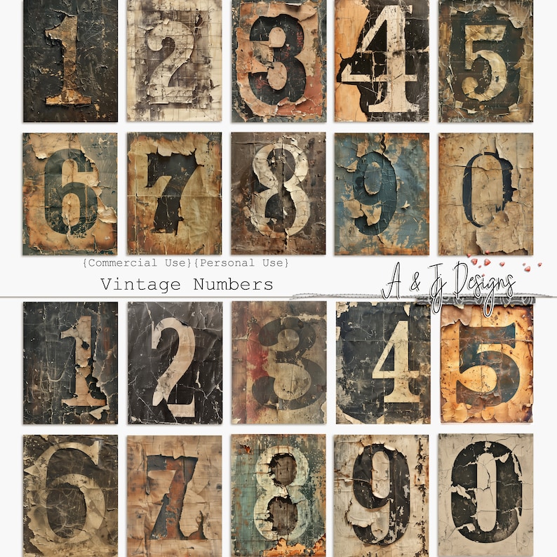 Vintage Numbers, CU, Printable, Ephemera, Papers, JPG Format, Junk ...