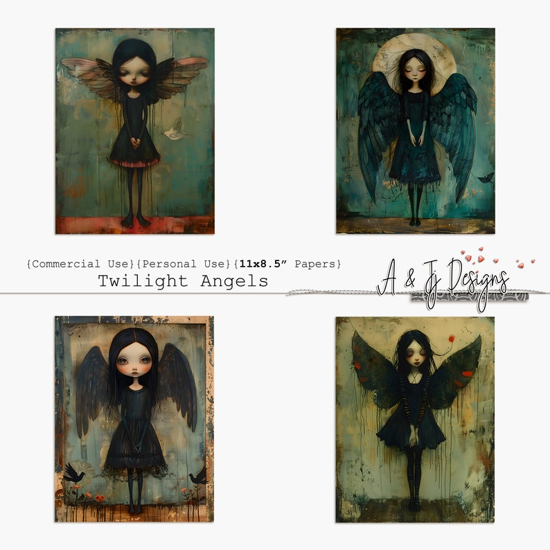 Twilight Angels Papers, CU, PU, Printable, JPG, Junk Journals ...