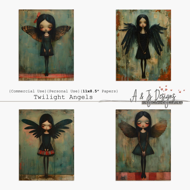 Twilight Angels Papers, CU, PU, Printable, JPG, Junk Journals ...