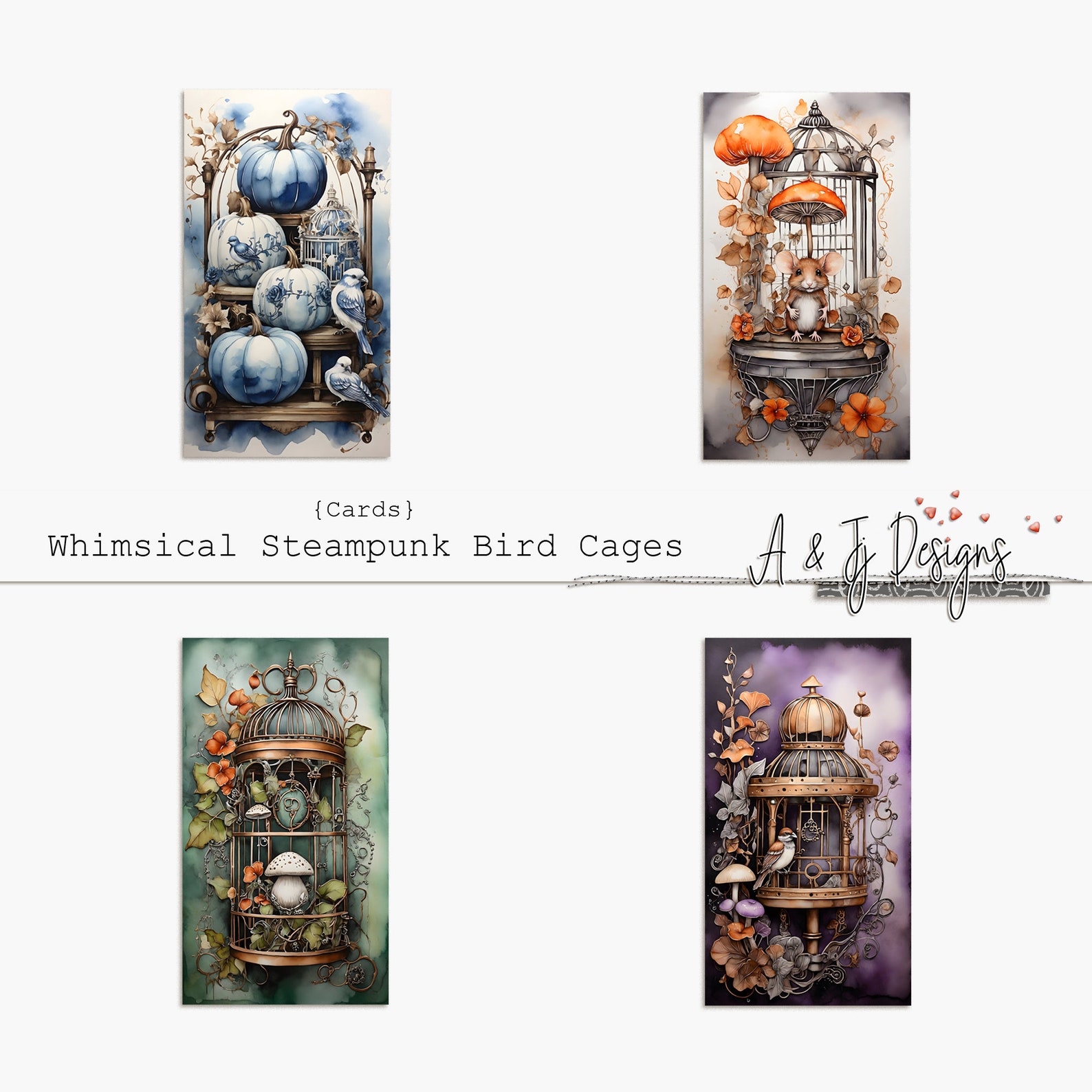 Whimsical Steampunk Bird Cages, Commercial Use, Ephemera, Junk Journals ...