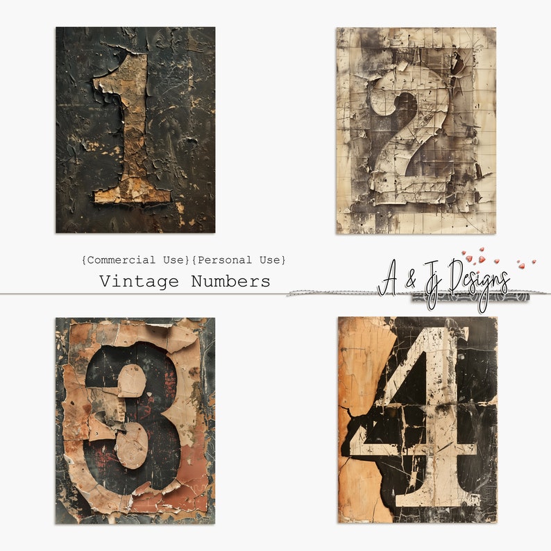 Vintage Numbers, CU, Printable, Ephemera, Papers, JPG Format, Junk ...