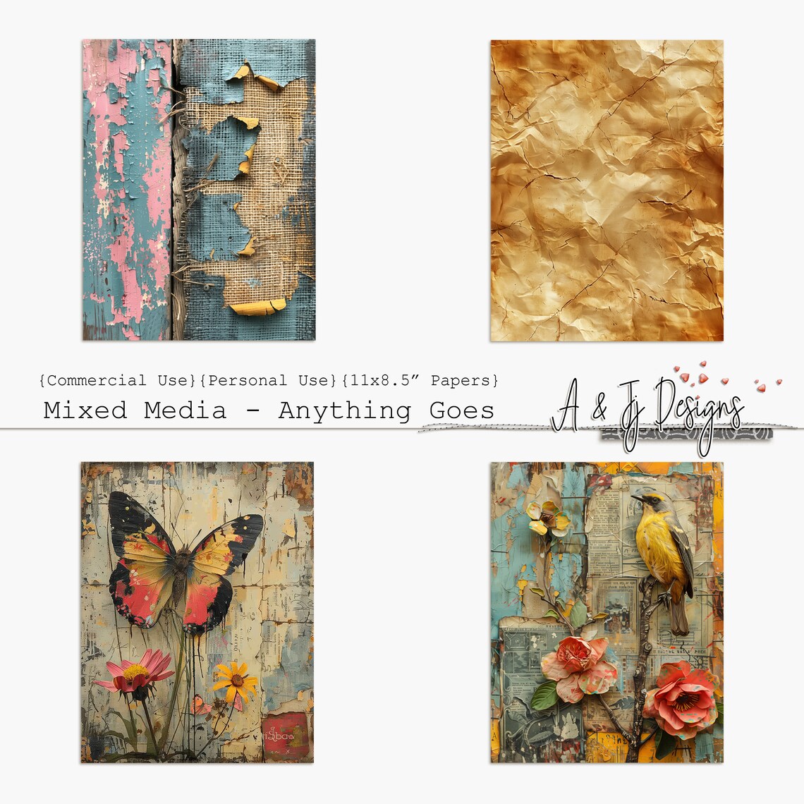 Mixed Media - Anything Goes, CU, Papers, Printable, JPG, Junk Journals ...