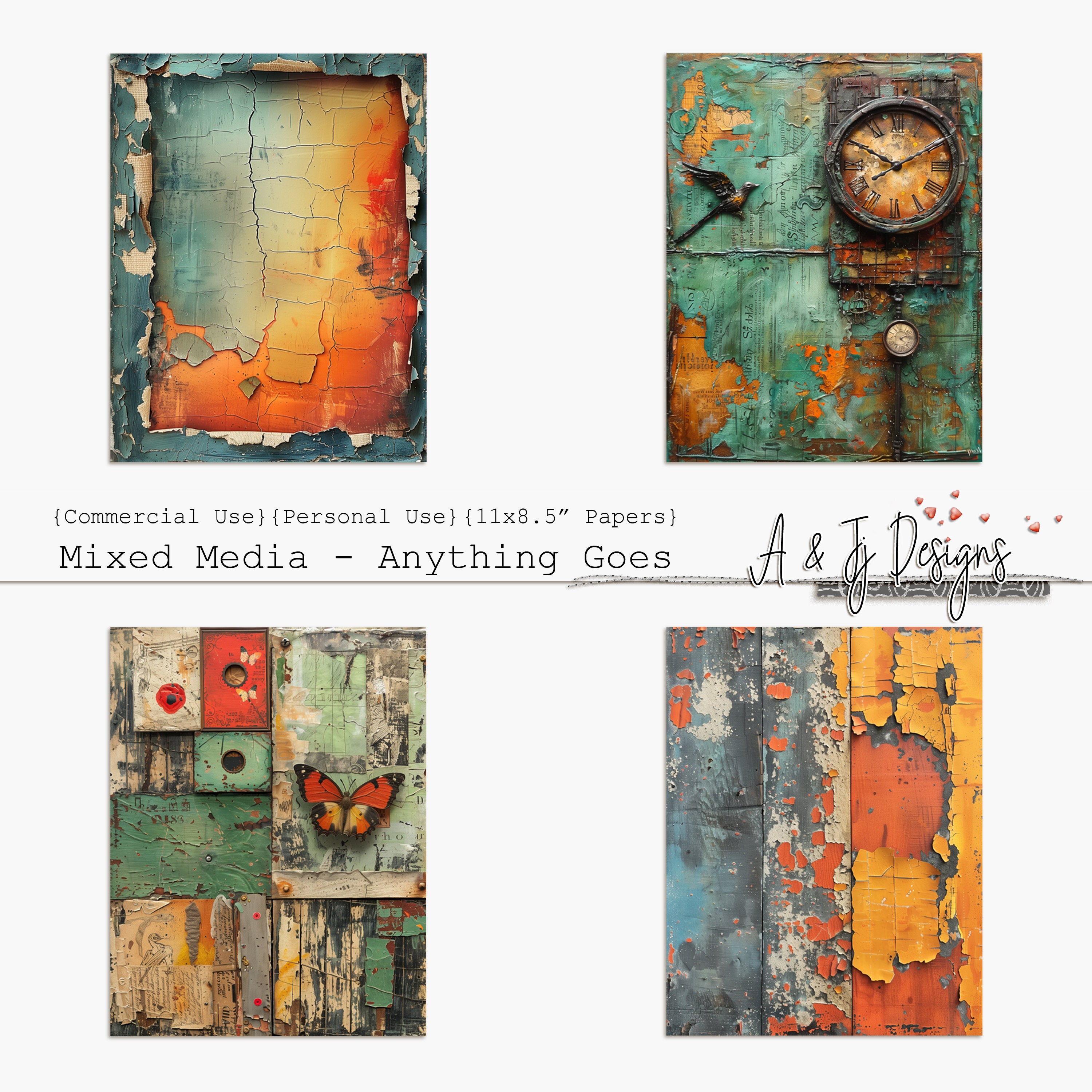 Mixed Media - Anything Goes, CU, Papers, Printable, JPG, Junk Journals ...