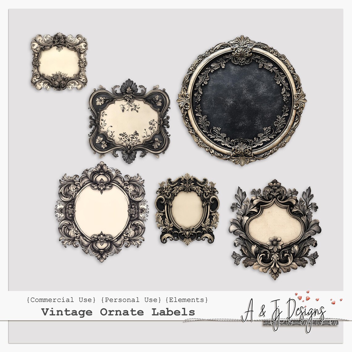 Vintage Ornate Labels, Clipart Images, Junk Journals, Scrapbooking ...