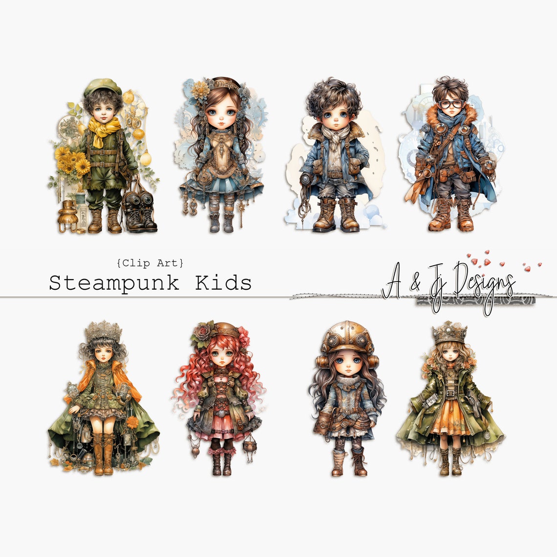 Steampunk Kids, Clipart, Commercial Use, Ephemera Junk Journals ...