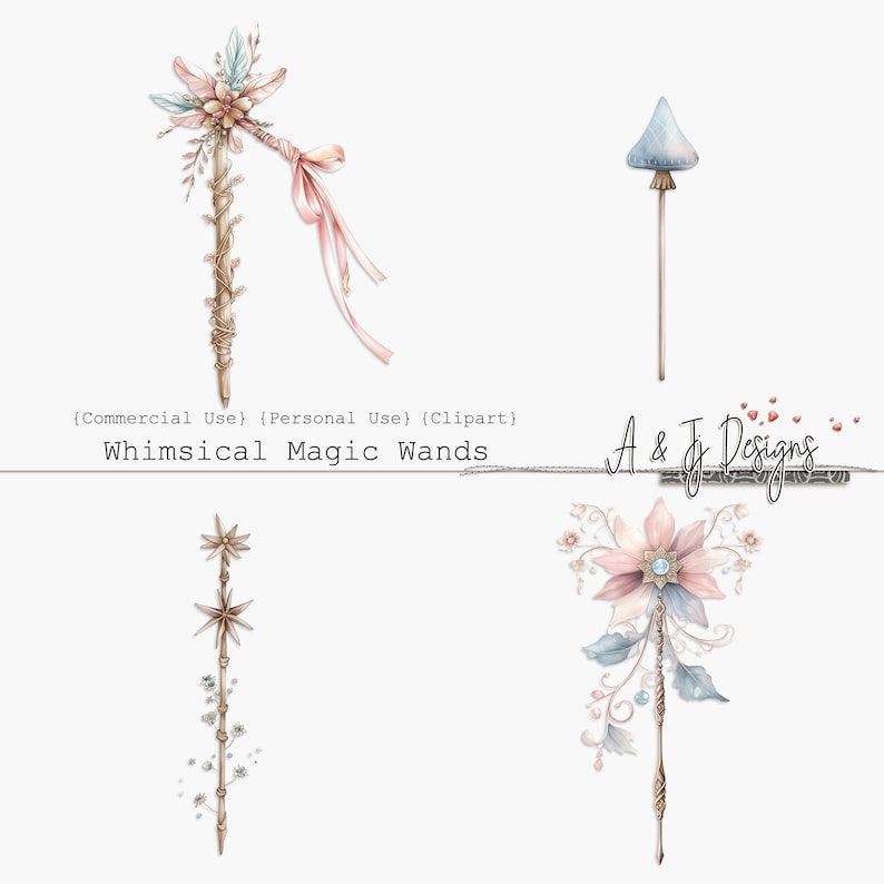 Whimsical Magic Wands, CU, Clipart, Fantasy, Printable, PNG Format ...