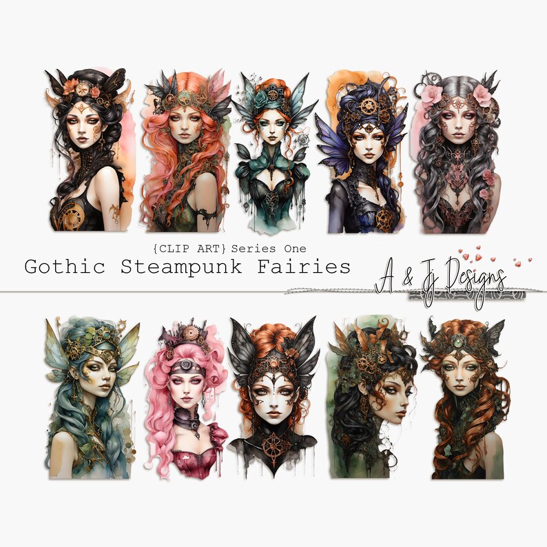 Gothic Steampunk Fairies Clip Art Series One, Commercial Use, Junk ...