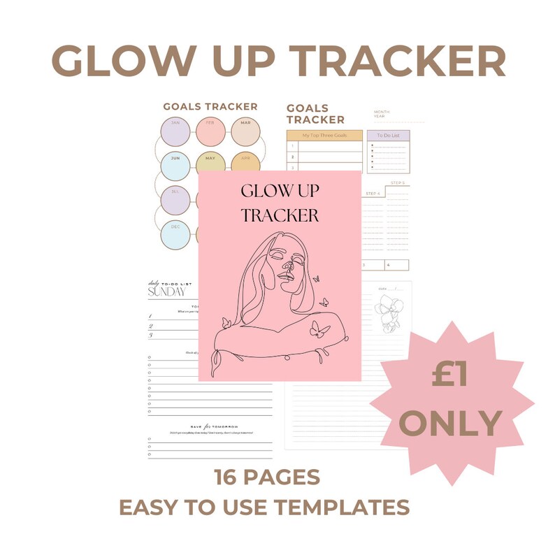 Glow up Tracker Printable Templates - Etsy