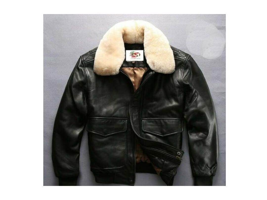 Mens Black Bomber Custom Made 100% Cowhide Genuine Leather Coat Bomber ...