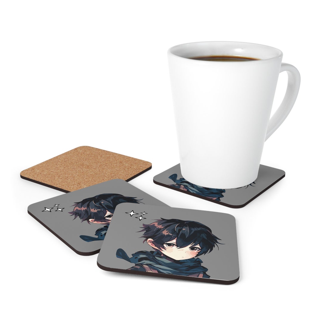 Cute Anime Fan Art Coaster Cork Based Eco Tea and Coffee Valentines Day ...