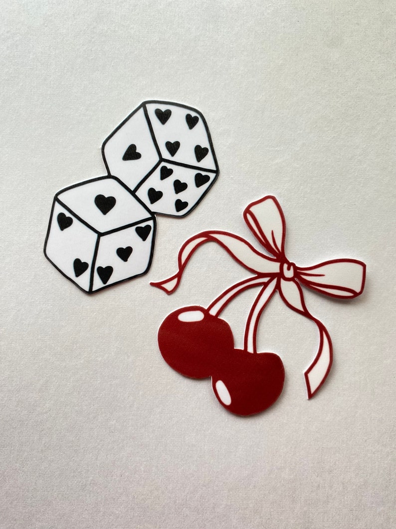 CUSTOM Vinyl Cherry and Dice Sticker in Large and Mini! - Etsy