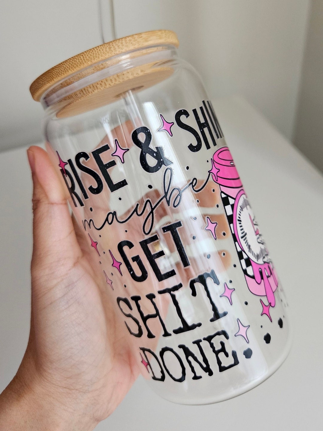 Rise & Shine 16oz Clear Beer Can Glass Cup - Etsy