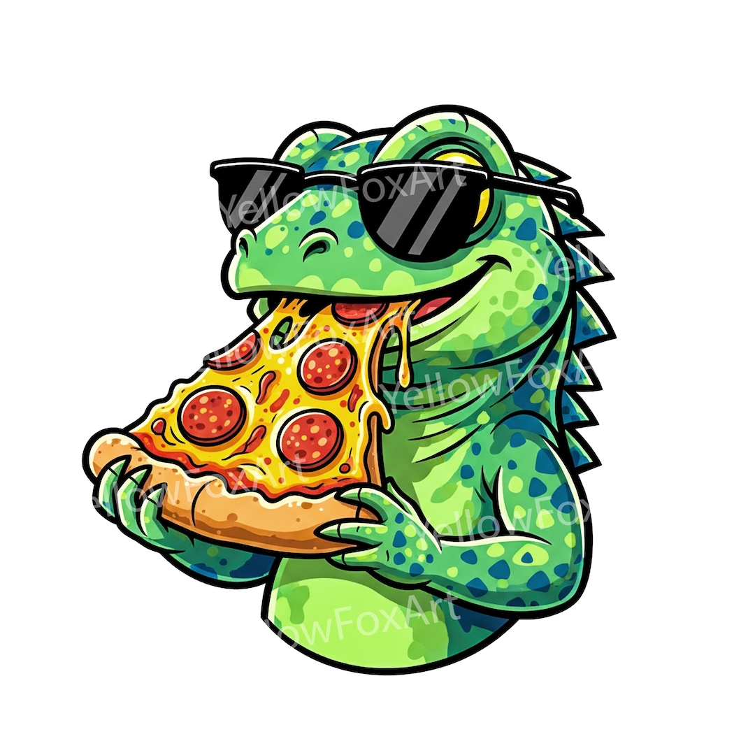 Pizza Lizard Art, Funny Reptile Fast Food Lover PNG, Sublimation Design ...