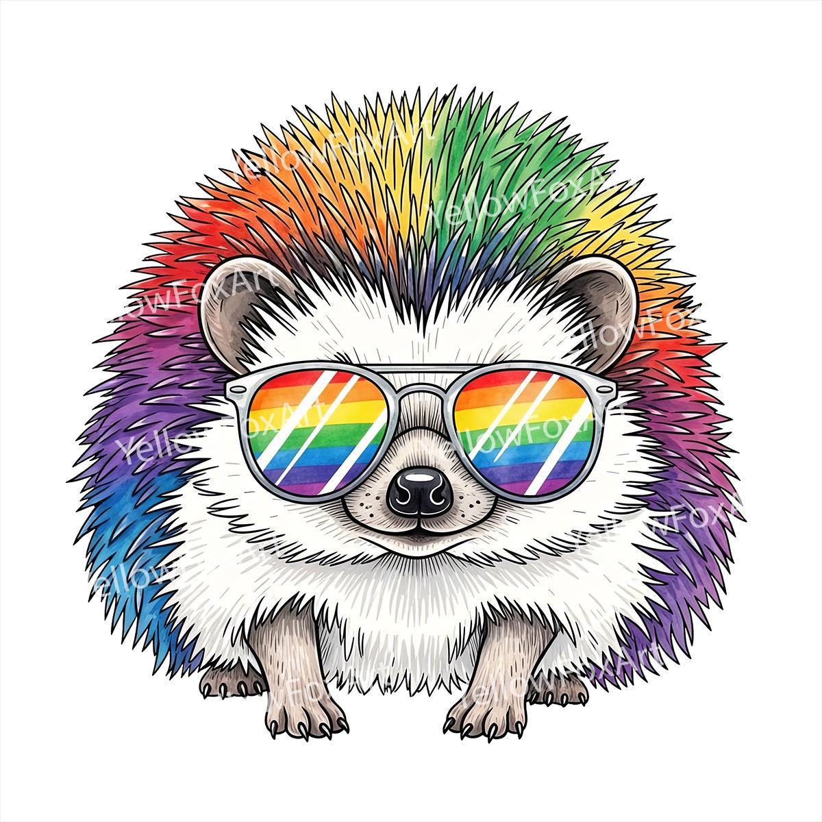 Rainbow Hedgehog Clipart, Cute Pride Animal PNG Art With Sunglasses ...