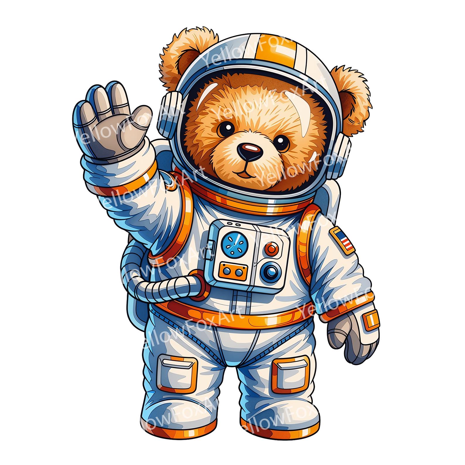 Cute Bear Astronaut Clipart PNG, Space Animal Illustration, Kids Decor ...