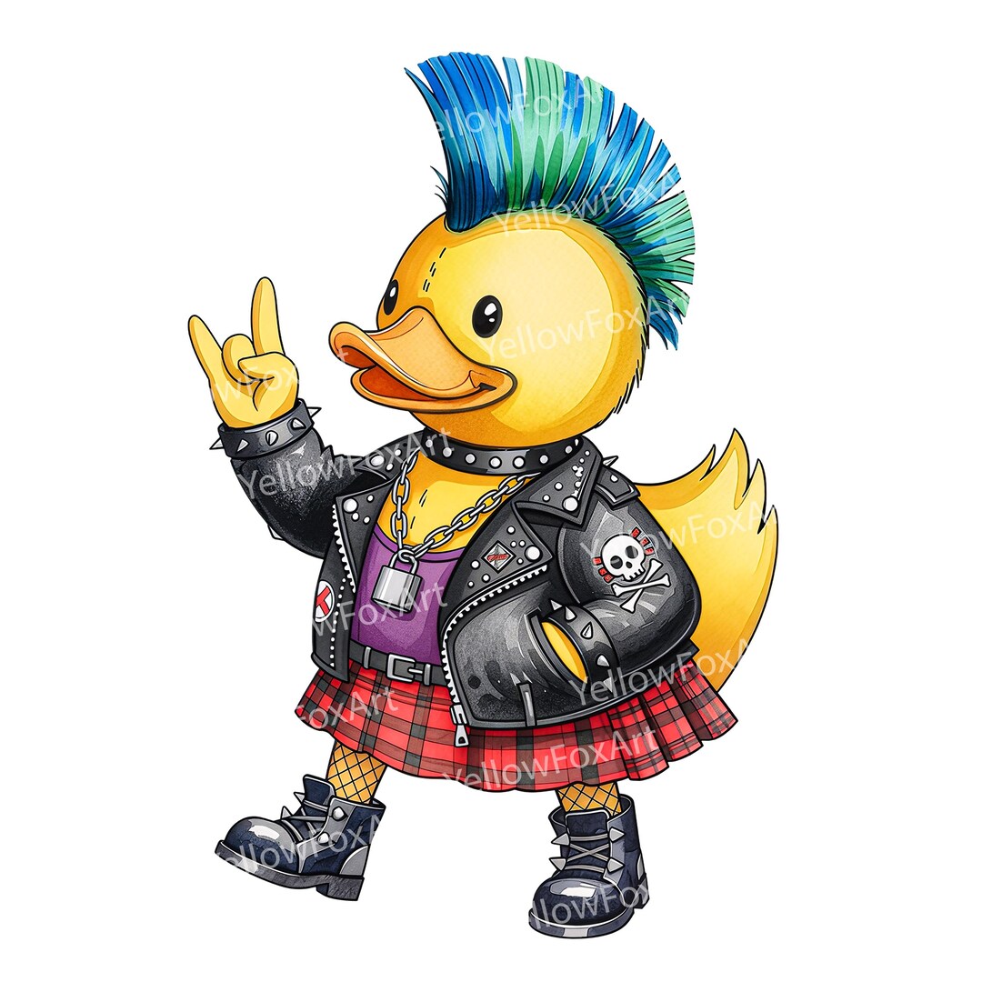 Punk Duck Clipart PNG, Rocker Rubber Duck Art for Crafts, Stickers, T ...