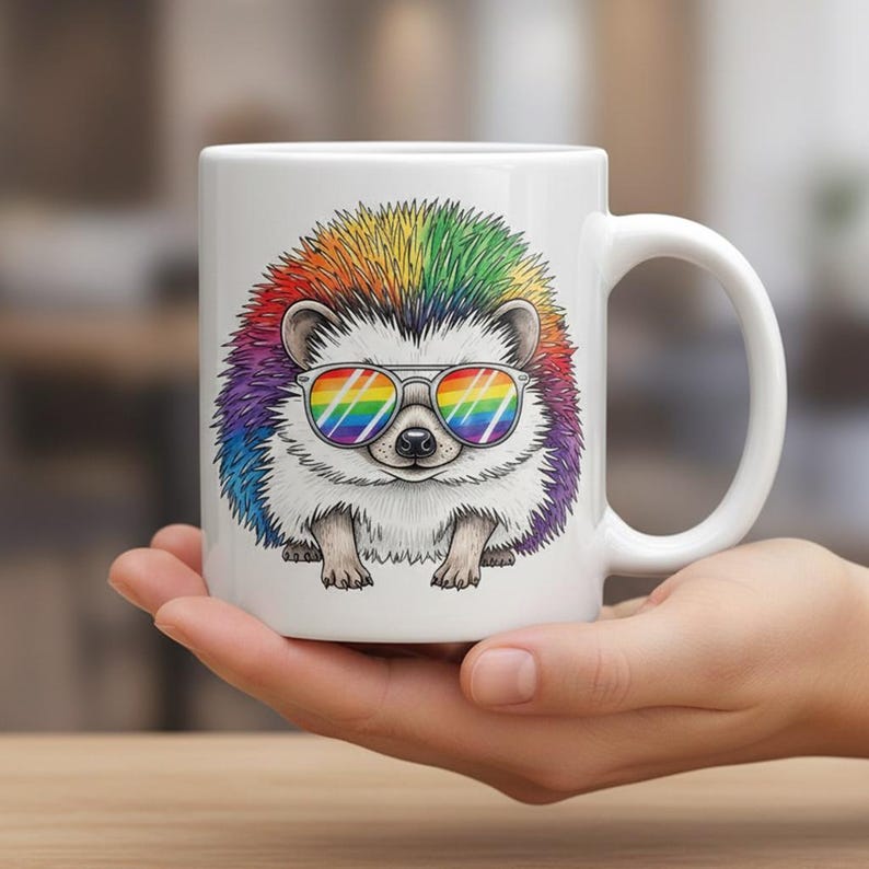 Rainbow Hedgehog Clipart, Cute Pride Animal PNG Art With Sunglasses ...